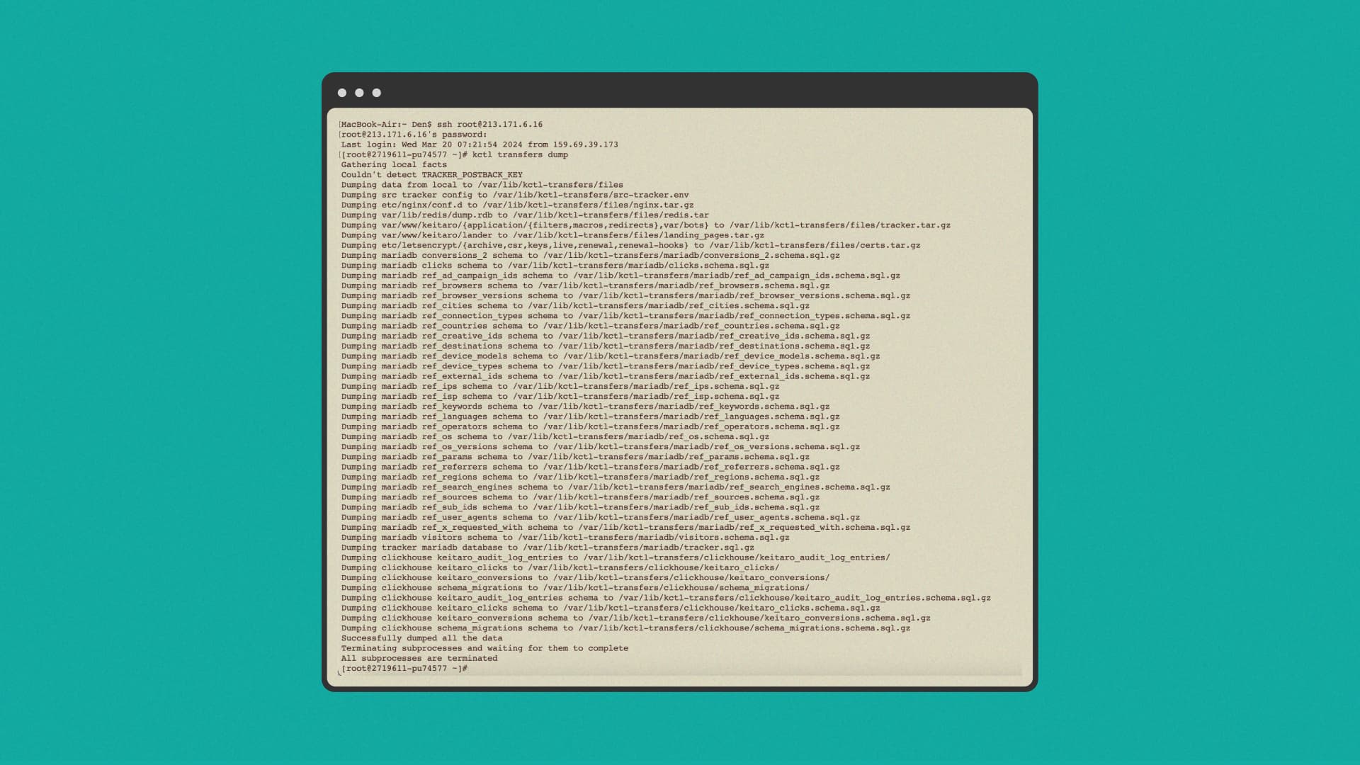 How to Backup Keitaro Tracker